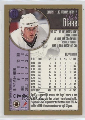 1998-99 Topps O-Pee-Chee Rob Blake #63 HOF | eBay