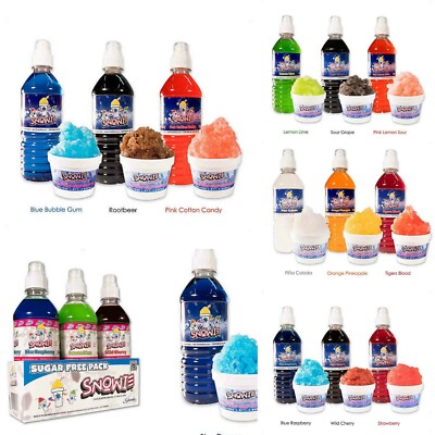 Snow Cone Syrup Snowie 3-Pack Carnival Tropical Sour Berry Shave Ice18 ...