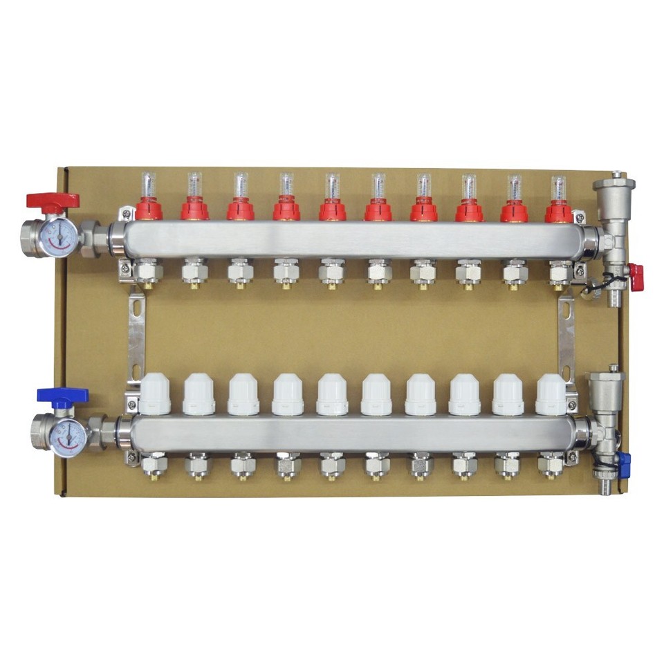 10-Branch PEX Radiant Floor Heating Manifold Set | eBay