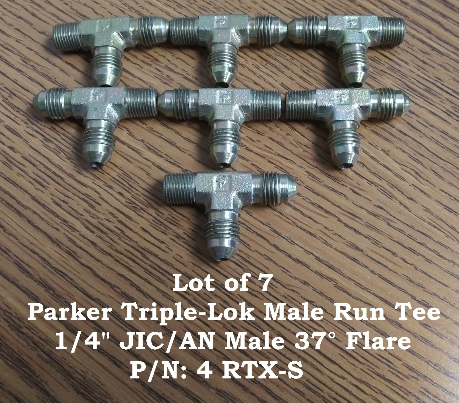 Lot of 7 Parker Triple-Lok Male Run Tee 1/4" JIC/AN Male 37° Flare P/N ...