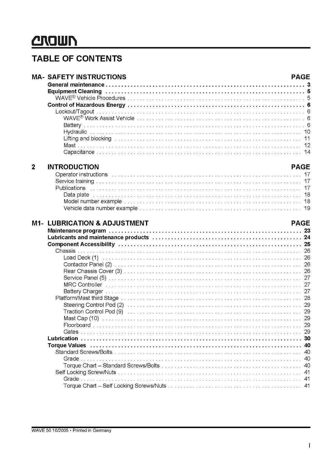 Crown Wave / WAV 50 Series Order Picker Maintenance Service Repair ...