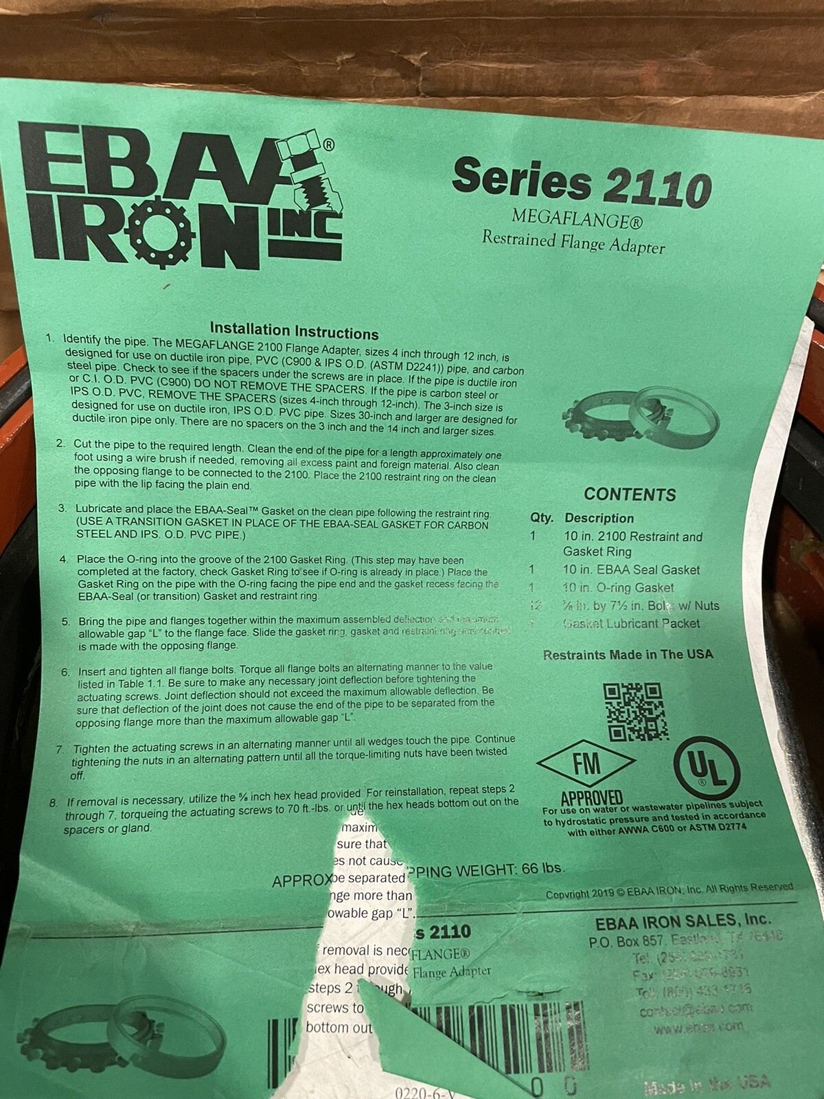 EBAA IRON Series 2110 Megaflange 10" Restrained Flange Adapter NEW! | eBay