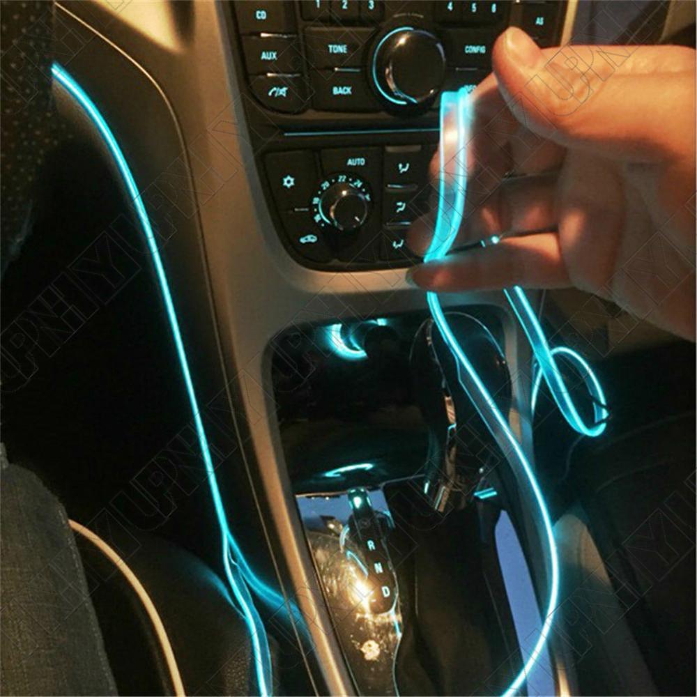 5 x RGB LED 6m Optical Fiber Car Decor Strip Light Sound Active Remote ...