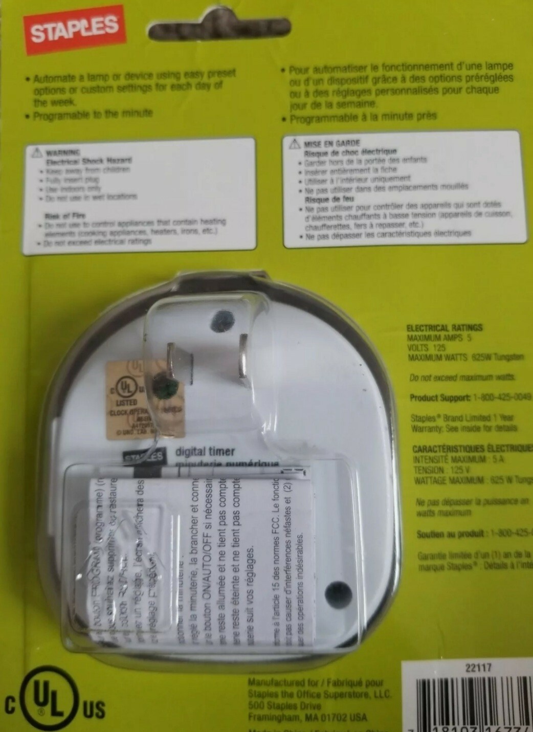 Staples 22117 Programmable 7 Day Digital Outlet Timer White - in Pkg ...