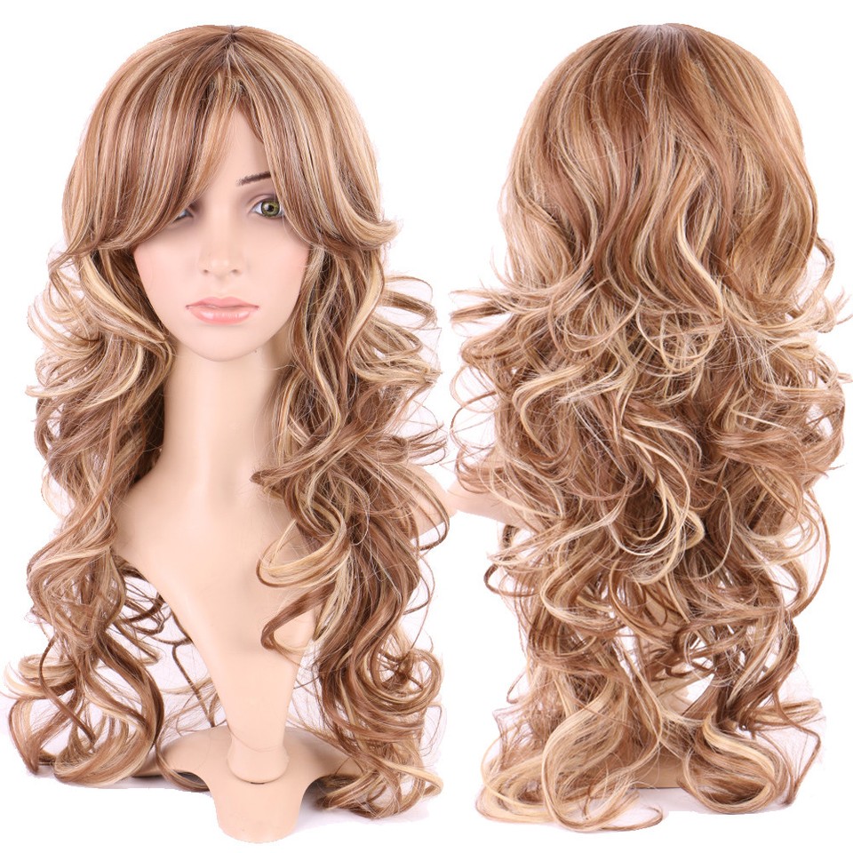 100 Thick Women Natural Hair Wig Long Straight Curly Cosplay Synthetic