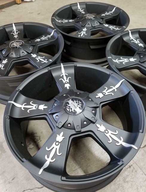 KMC Wheels / Rims 22 Inch 5x150 Black Machine Set of 4 Toyota Tundra ...
