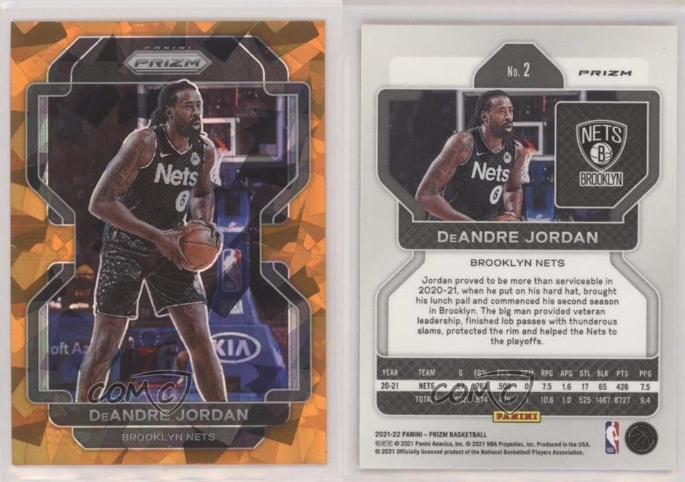 2021-22 Panini Prizm Orange Ice Prizm DeAndre Jordan #2 18la | eBay