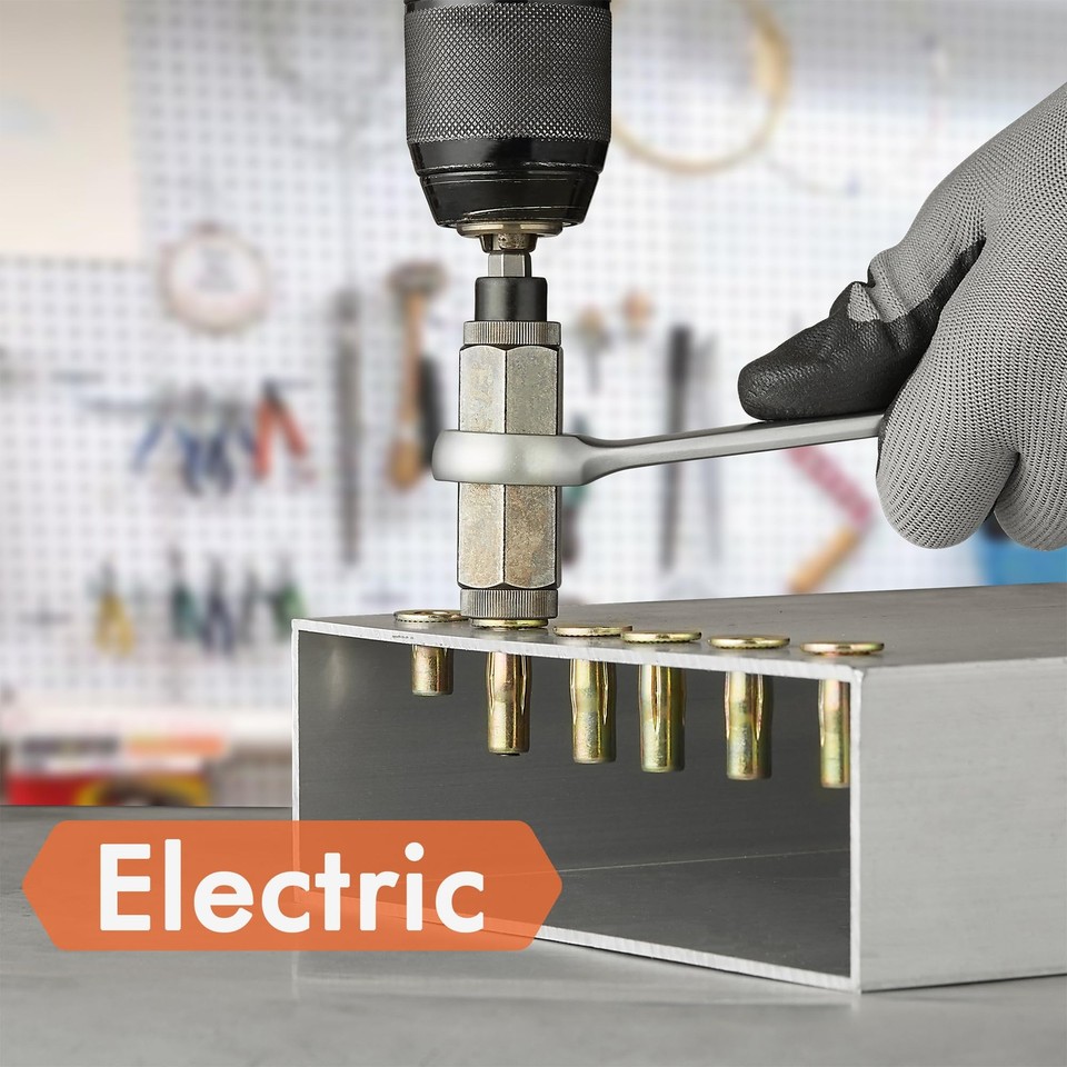 Multi-Grip Rivet Nut Installation Tool Set Pre-Bulbed Shank Flat Head ...