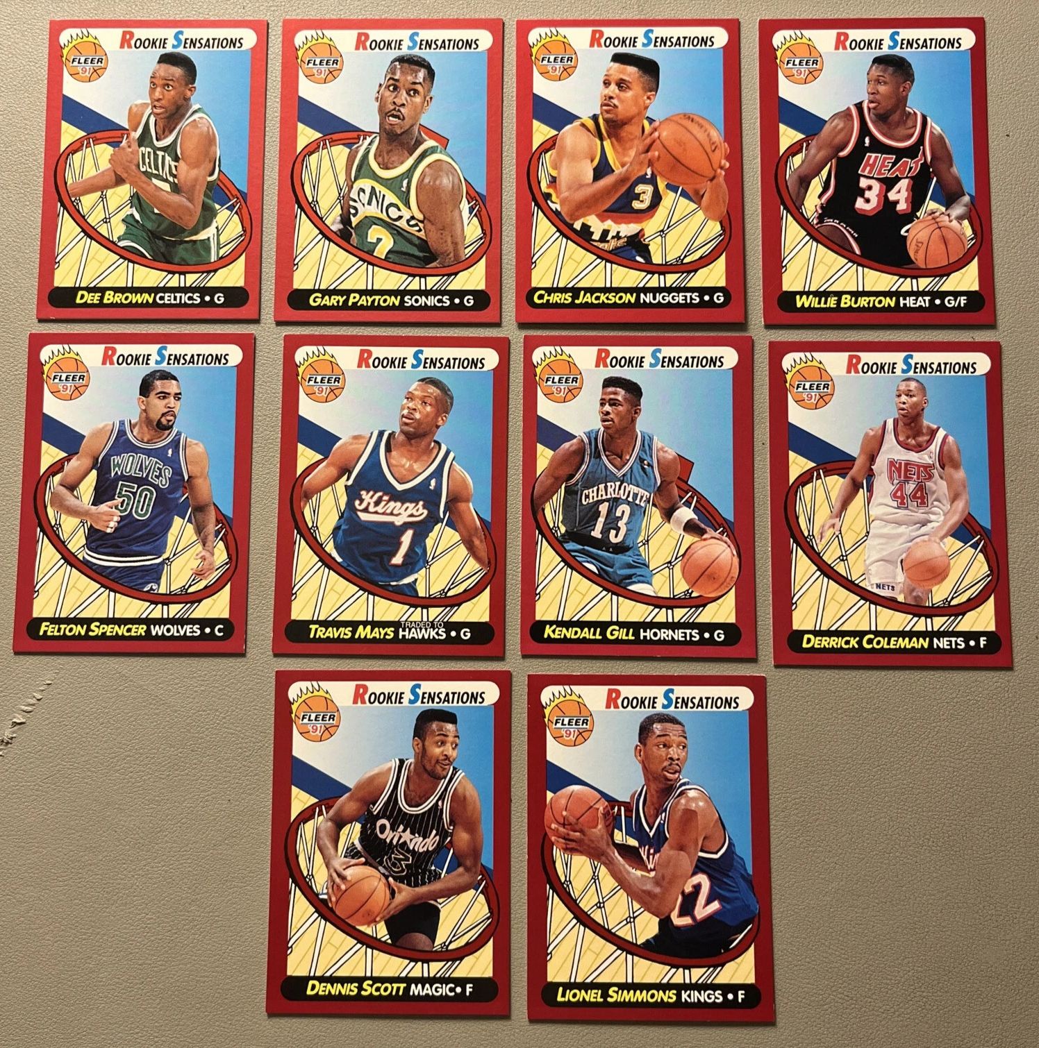 1991 FLEER NBA BASKETBALL ROOKIE SENSATIONS COMPLETE 10 CARD SET | eBay