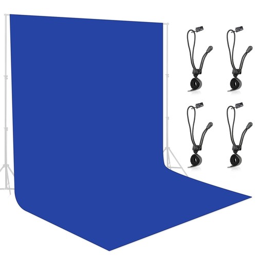 10x10 ft Blue Backdrop, Polyester Fabric Chromakey Background with 4 ...