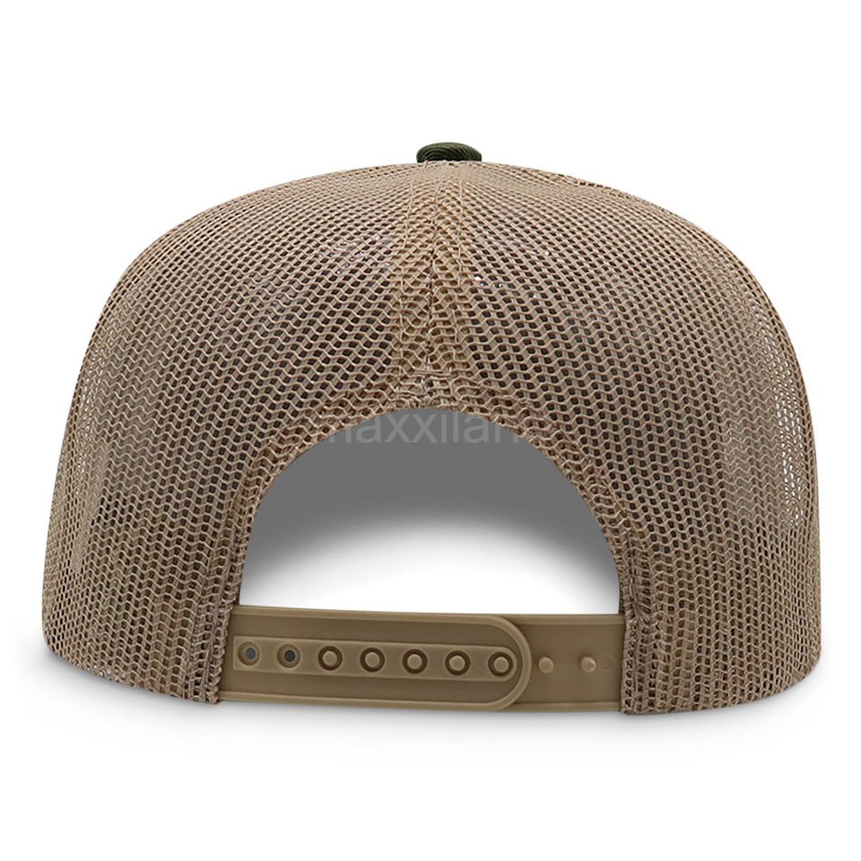 Men Snapback Hat Cotton Mesh Solid Flat Brim Style Baseball Cap Trucker ...