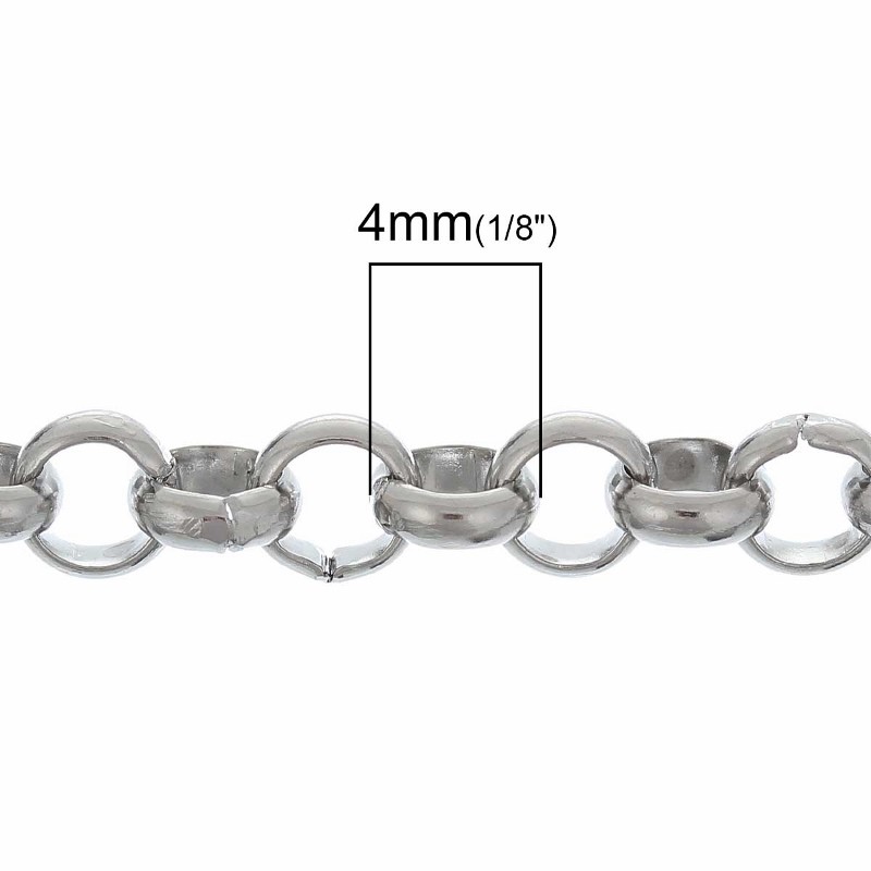 Stainless Steel Rolo Chain - 1/2/5 1M Length 4mm Rolo Chain For Jewelry ...