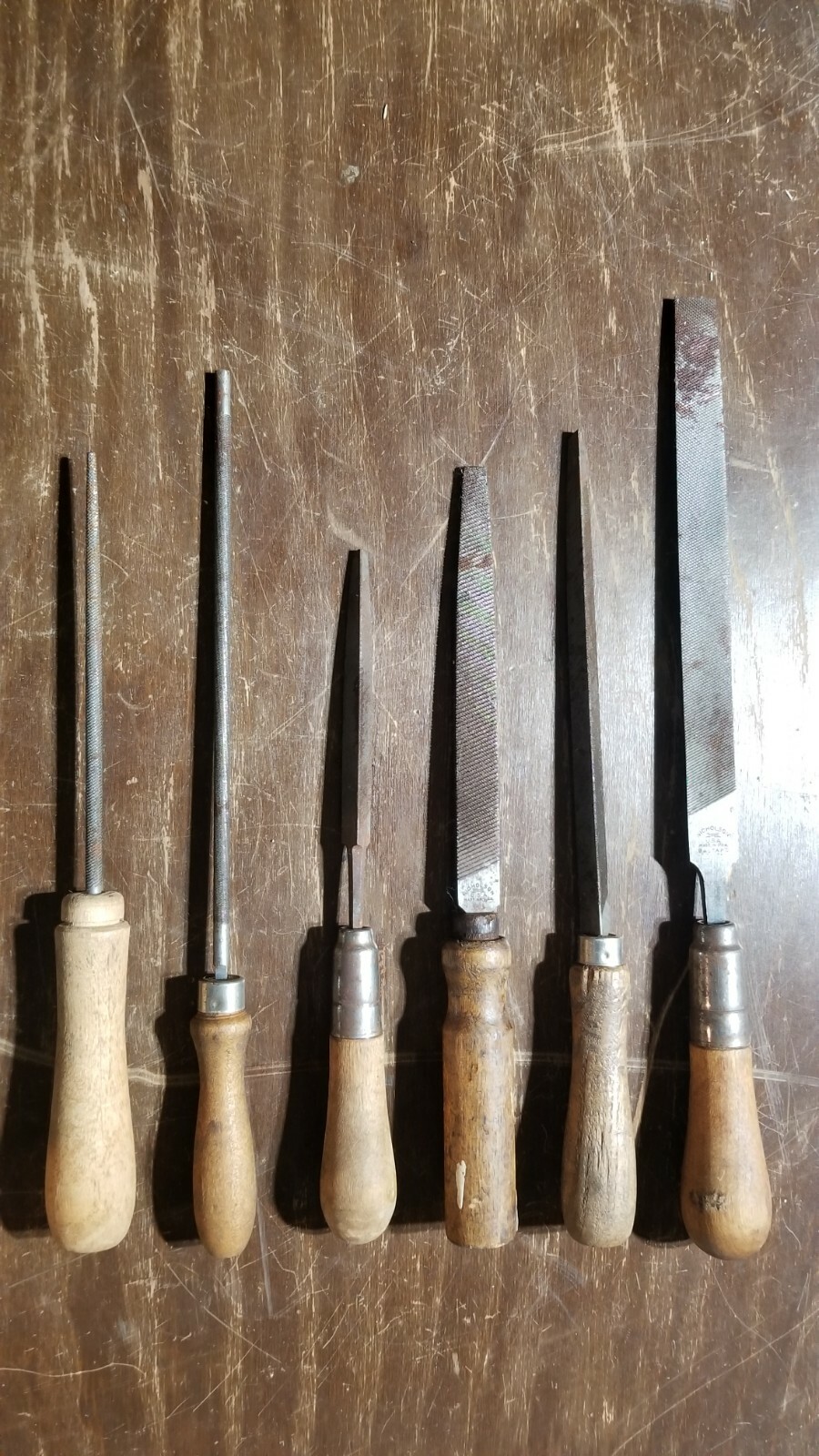 Vintage (6) Lutz File Tool Handle Lot Set Nicholson Heller Flat ...