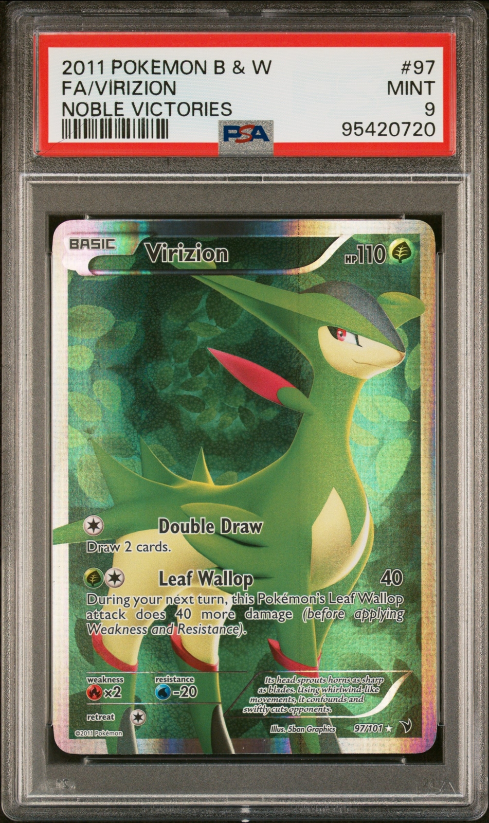 PSA 9 MINT Virizion Black & White Noble Victories 97/101 Full Art ...