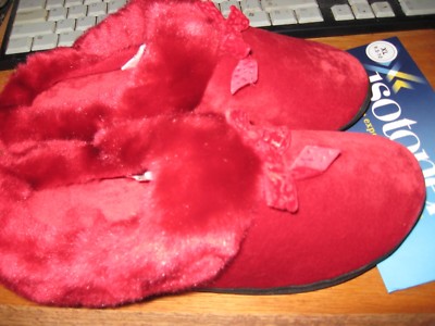 WOMENS SLIPPERS SIZE XLARGE 9.5 10 CHRISTMAS HOLIDAY RED ISOTONER SLIP ...