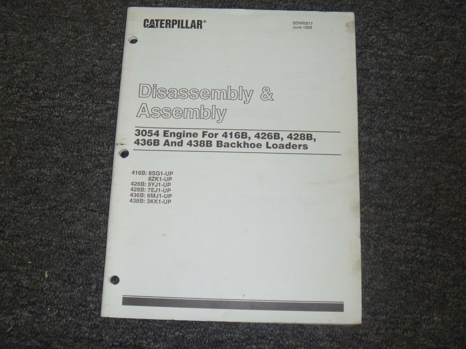 CAT Caterpillar 3054 Engine 428B Backhoe Loaders Assembly Service ...