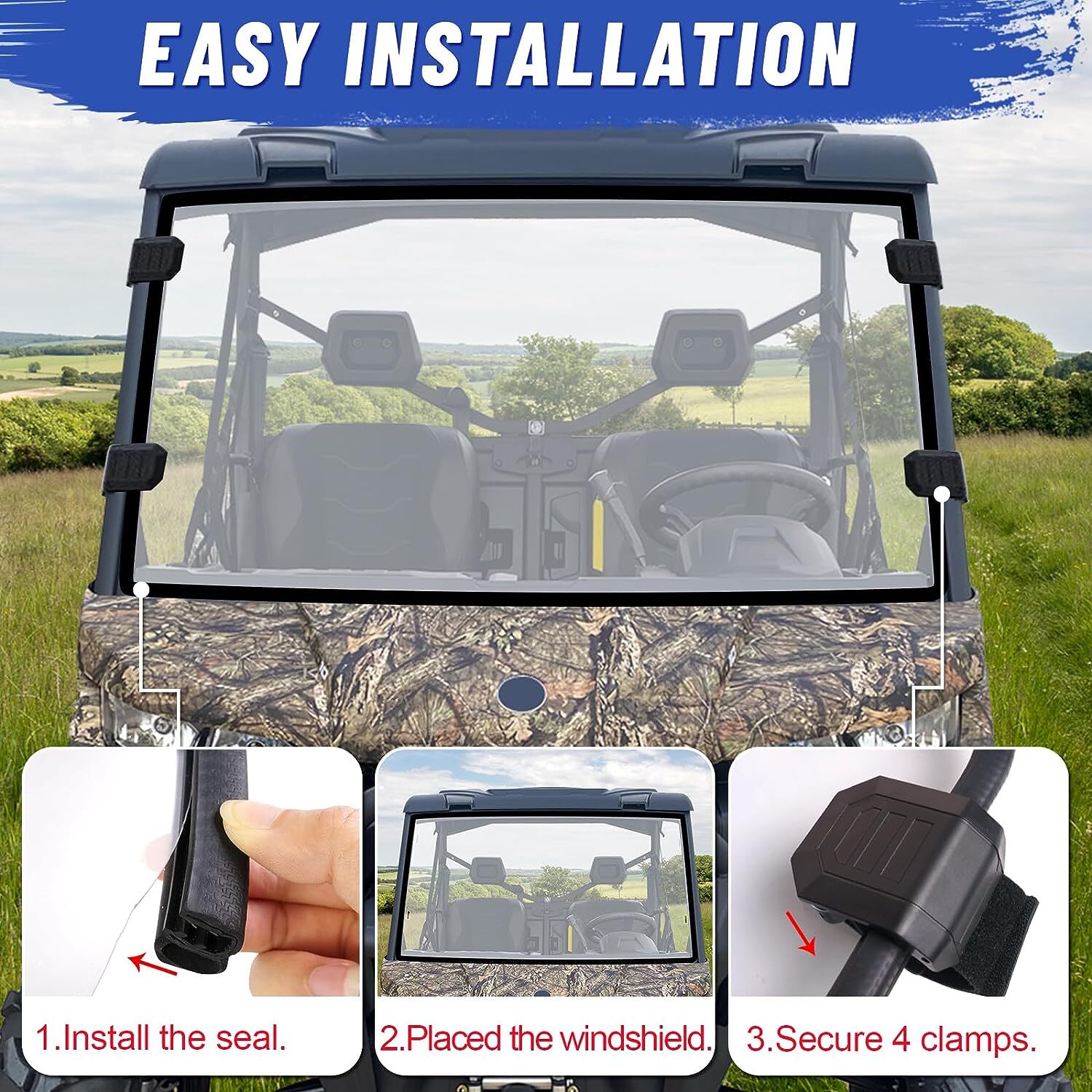 UTV Full Windshield Scratch Resistant for 2016-2026 Can-Am Defender HD ...