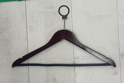 Wooden Coat Hotel Hangers (17.5”) Anti-Theft Security Ring | eBay