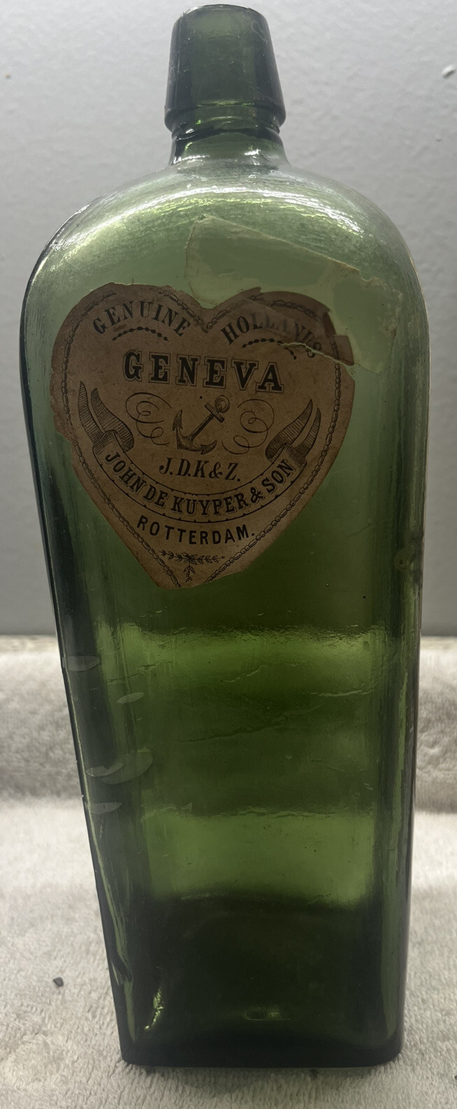 GENEVA JOHN DE KUYPER & SON ROTTERDAM CASE GIN BOTTLE W/ ORIGINAL PAPER ...