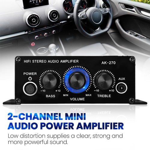 AK270 Portable 2-Channel Stereo Power Amplifier AUX Input For Car And ...