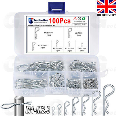 100Pcs R Clips Zinc Plated Retaining Split Beta Pins Assortment for ...