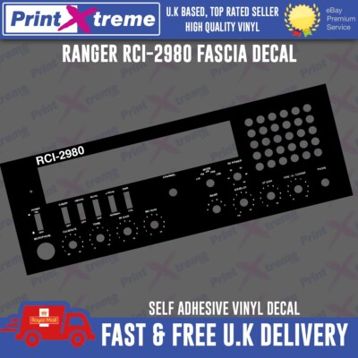 RANGER RCI-2980 HOMEBASE cb radio faceplate Decal Sticker fascia self ...