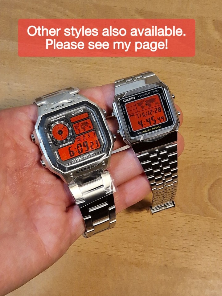 GREEN 🟩 Casio Classic World Time Silver A500WE Mod Custom Display Retro ...