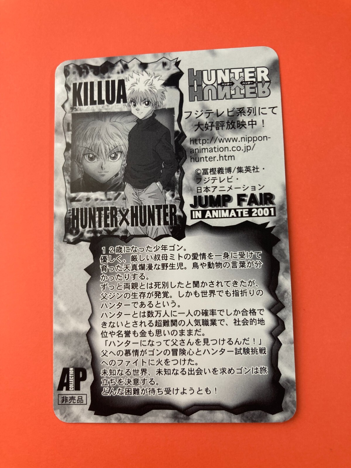 Hunter x hunter promo card Killua Zoldyck 2001 animate BANDAI Japanese ...