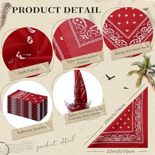 24 Pcs Bandanas Bulk 22 x 22 Inch Paisley Bandanas Multi Purpose ...