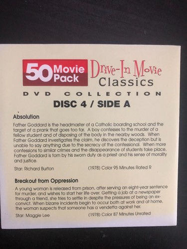 Drive-In Movie Classics 50 Movie Disc 4 | eBay