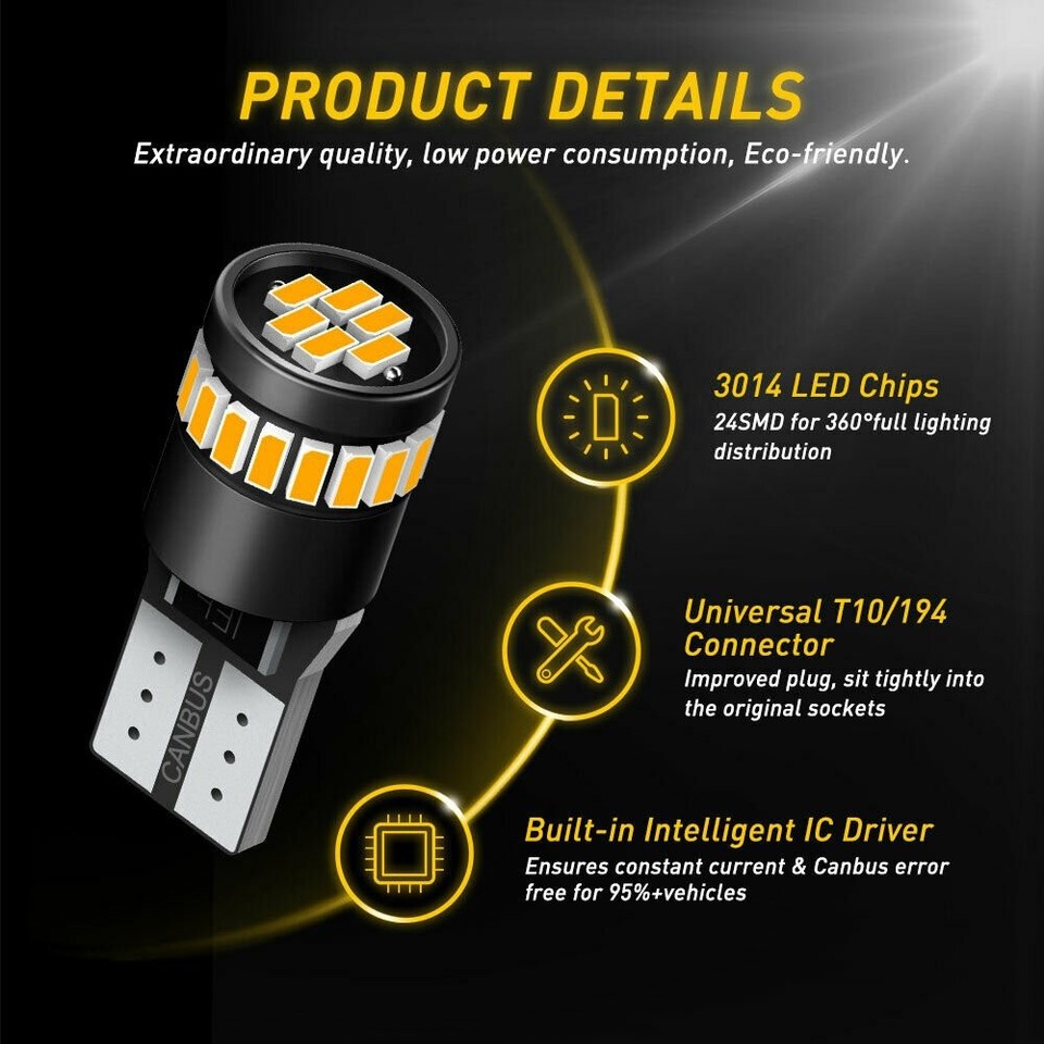 Canbus LED Front Sidemarker Light Bulbs Lamps 168 192 2825 2821 T10 ...