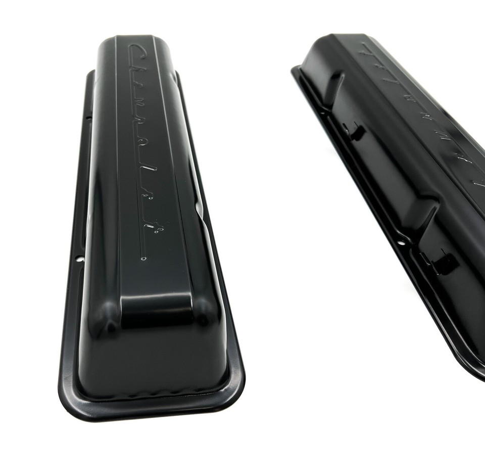 Black "Chevrolet" Script Steel Valve Covers For Small Block Chevy - No ...