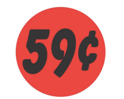 59 cent Labels 1000 each per roll size 1.25" Round Oval STICKERS | eBay