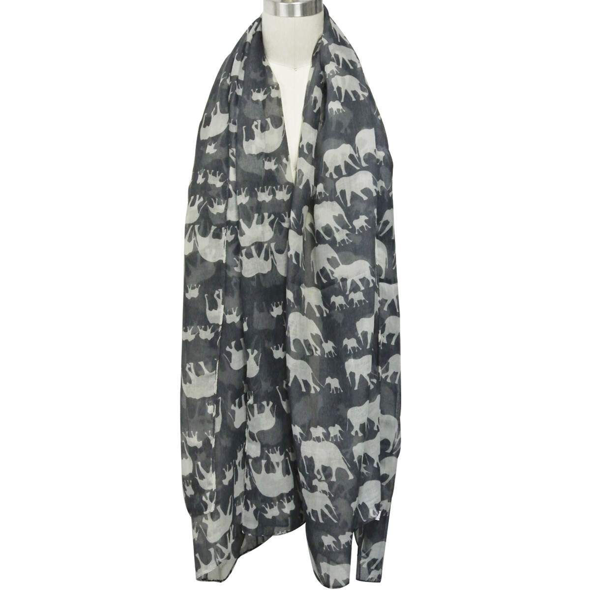 Elephant Print Scarf Wrap, Grey | eBay