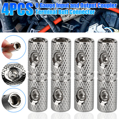 4X Wire Coupler Terminal Butt Connector 8 GA Gauge Input and Output Set ...