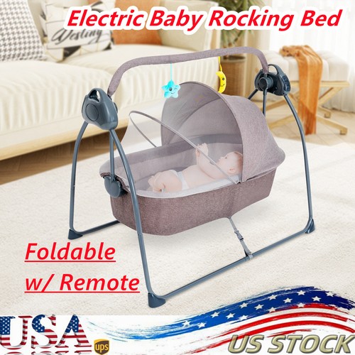 Electric Baby Rocking Bed Newborn Bassinet Automatic Crib Infant ...