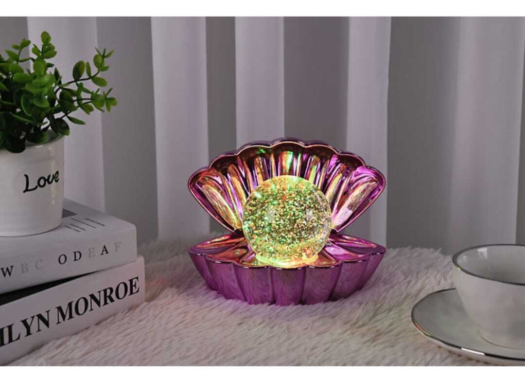 Colour Change Shell Clam Glitter Pearl Mermaid Lamp Light Relaxing 19 ...