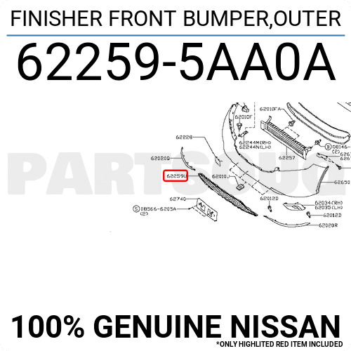 622595AA0A Genuine Nissan FINISHER FRONT BUMPER,OUTER 62259-5AA0A | eBay