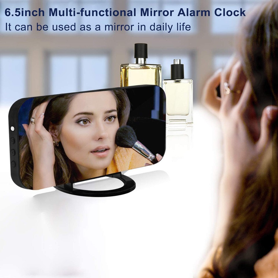 Digital Mirror Alarm Clock Large LED Display USB Charger Ports For Home ...