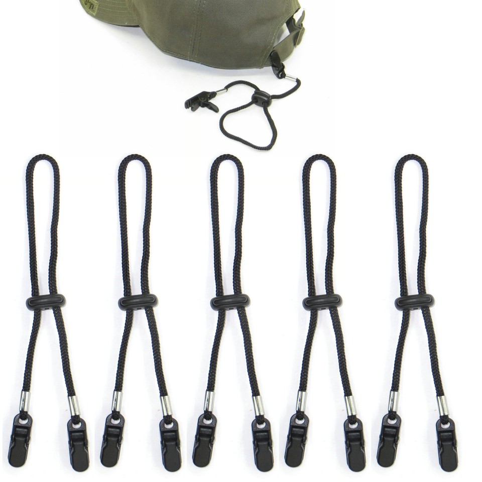 5 x ADJUSTABLE HAT CLIP/CAP RETAINER-CLIP TO SHIRT - BOATING/JOGGING ...