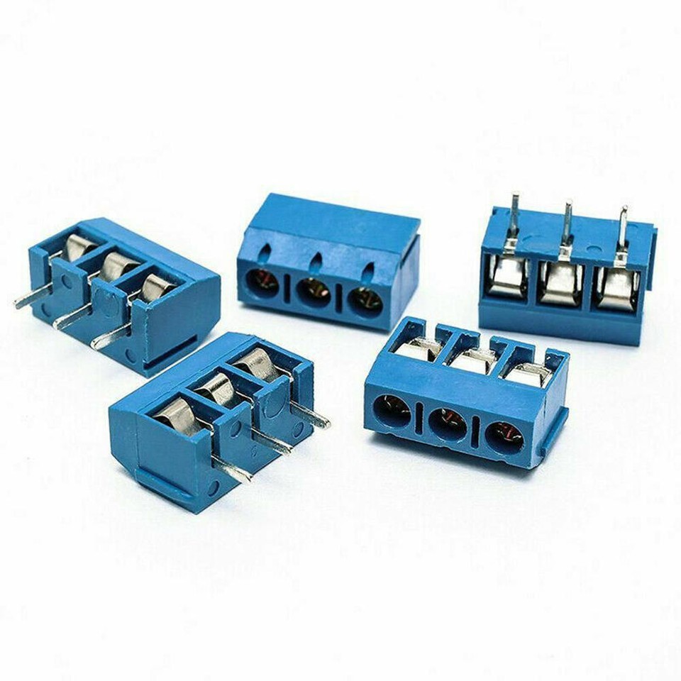 100 Pack Compact 3 Pin Plug-in PCB Screw Terminal Block Connector KF301 ...
