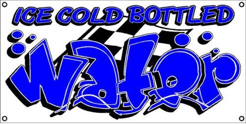 New ICE COLD BOTTLED WATER Stand Banner 48" x 24" Vinyl Outdoor Vendor ...