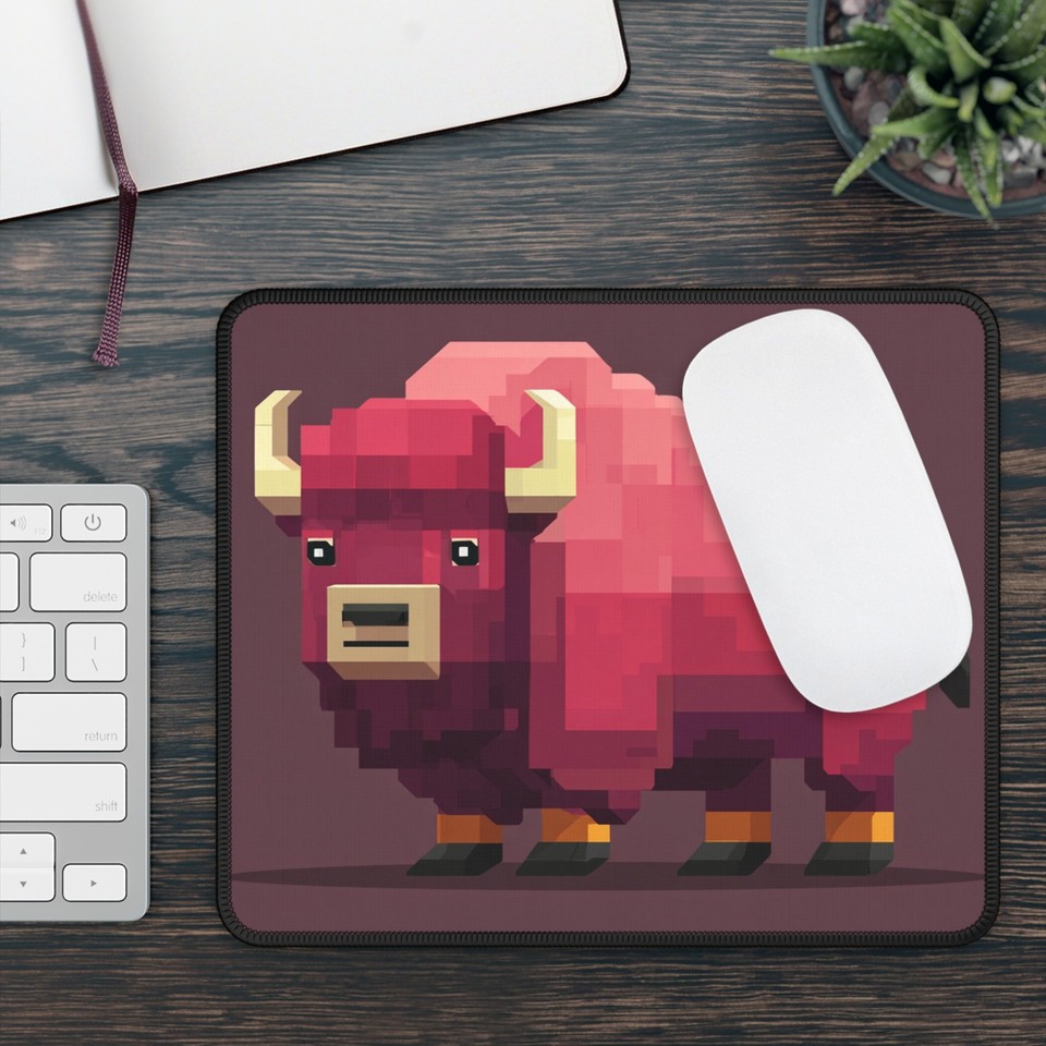 Pixelated Red Buffalo Gaming Mouse Pad | Cute Retro Pixel Art | eBay