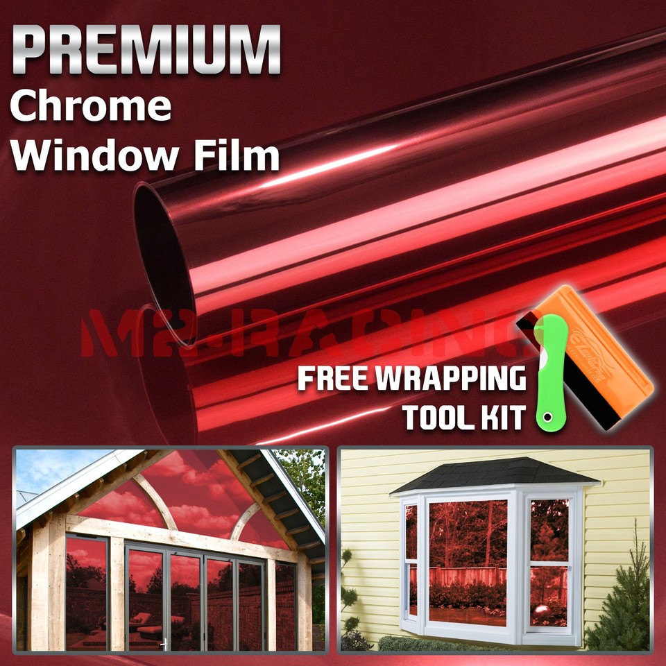 Window Tint One Way Mirror Film Chrome Style UV Heat Reflective Home ...