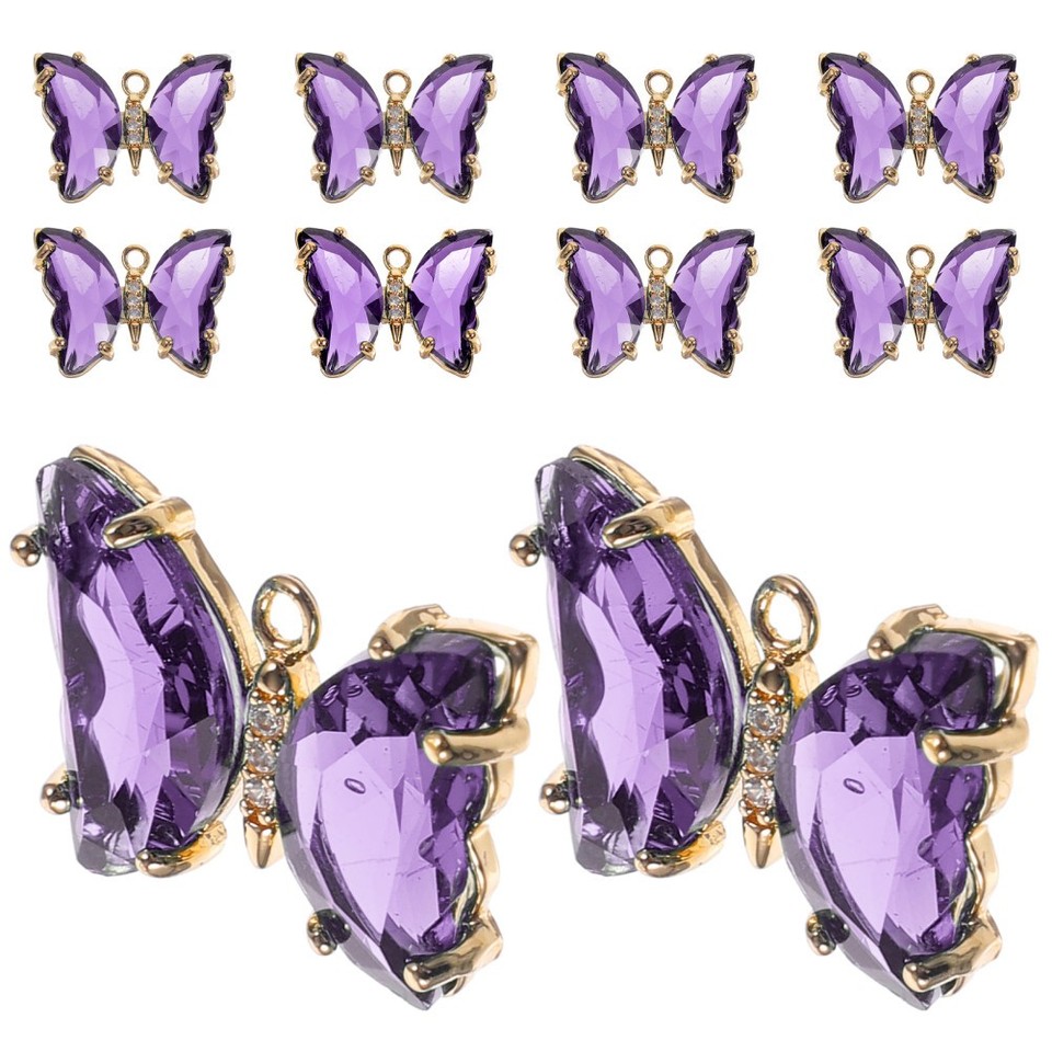 10 Pcs Delicate Butterfly Pendant Crystal Charm Jewelry Butterflies for ...