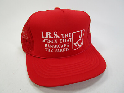 Vintage IRS Government Agency Joke Red Mesh Funny Humorous Cap Hat Snap ...