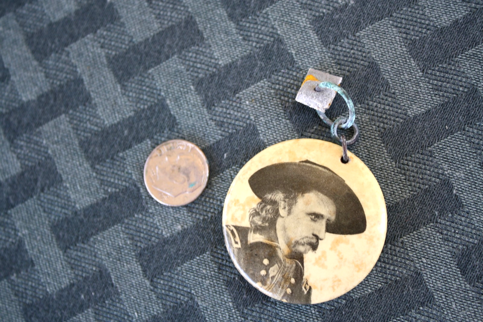 General George Custer celluloid, Whitehead & Hoag, NJ 2 sided watchfob ...