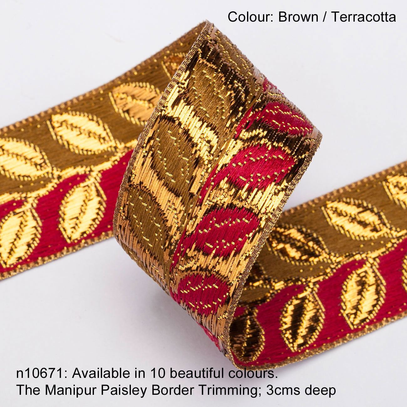 Neotrim Paisley Vine Ribbon Trimming, Vintage Gold Metallic 4cm,Home ...
