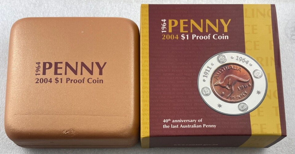 2004 $1 1964 PENNY 40TH ANNIVERSARY OF THE LAST AUSTRALIAN PENNY PROOF ...