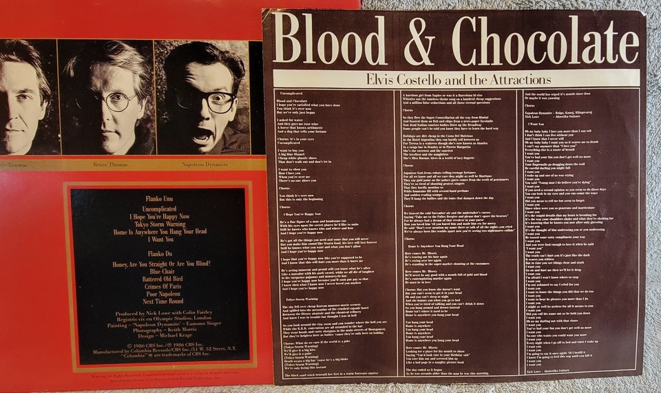 Elvis Costello - Blood & Chocolate - OG 1986 LP - New Wave Rock | eBay